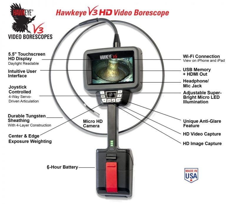 Hawkeye® V3 HD Video Borescope